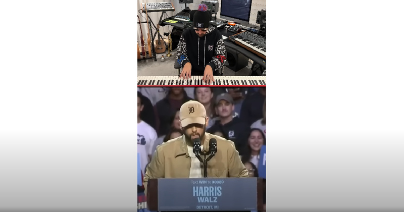 Discurso de Eminem em apoio a Kamala Harris transformado em “Rap” ao ...