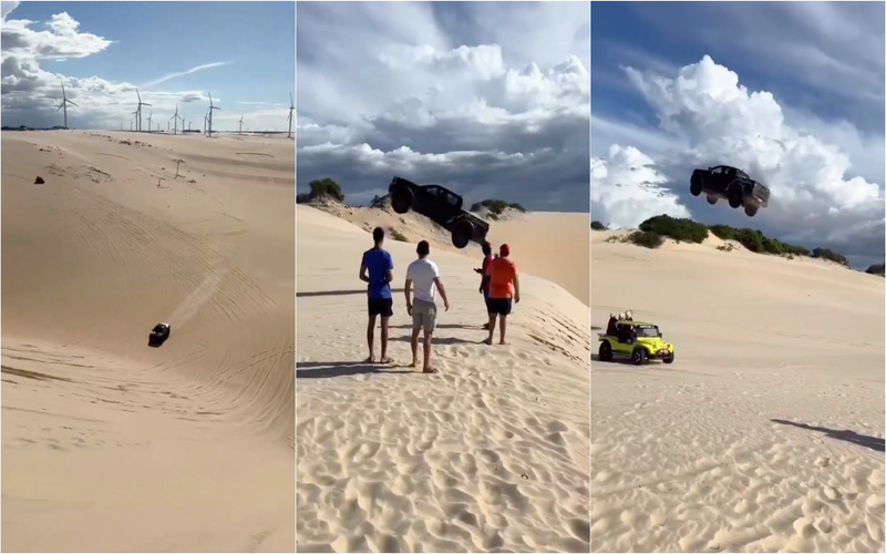 Empresário brasileiro faz Ford Ranger Raptor “voar” na praia e desmaia ...